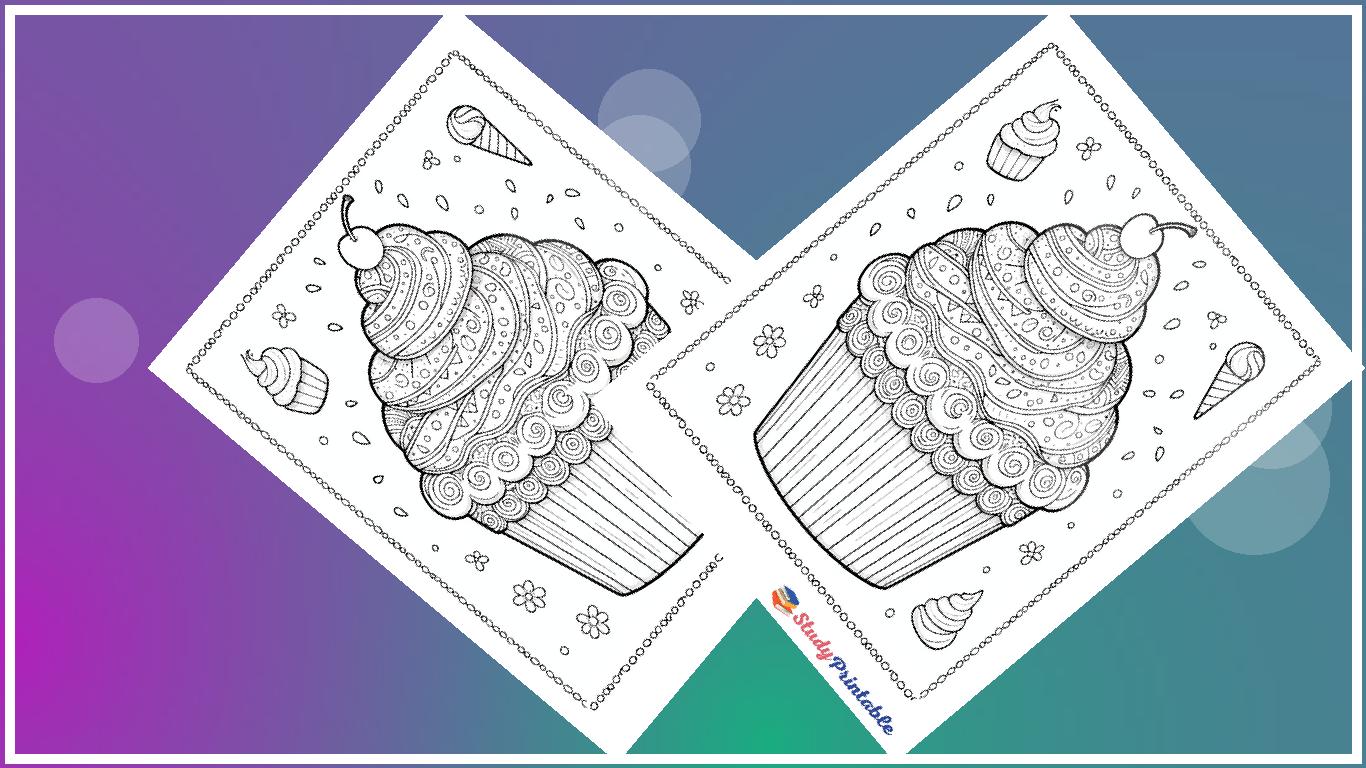 Free Printable Sweet Cupcake Birthday Card Coloring Page » StudyPrintable