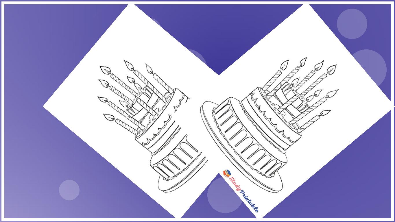 Free Printable Towering Cake Birthday Card Coloring Page » StudyPrintable