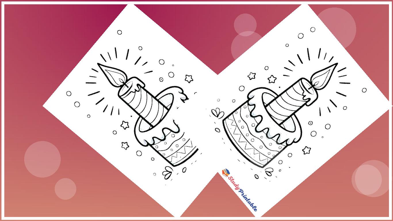Golden Glow Birthday Candle Free Printable Coloring Page » StudyPrintable