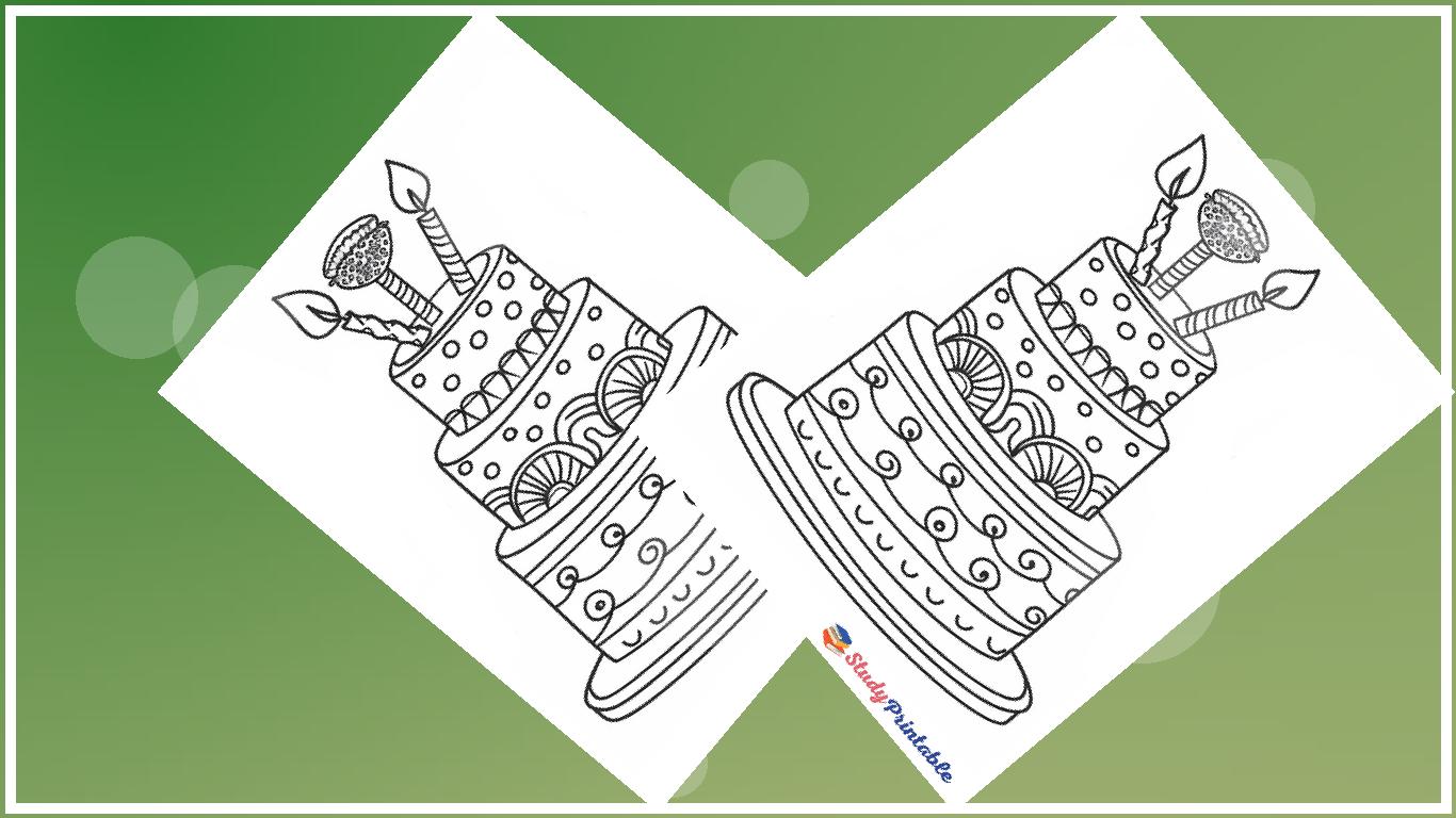 Surprise Birthday Cake Free Printable Coloring Page » StudyPrintable