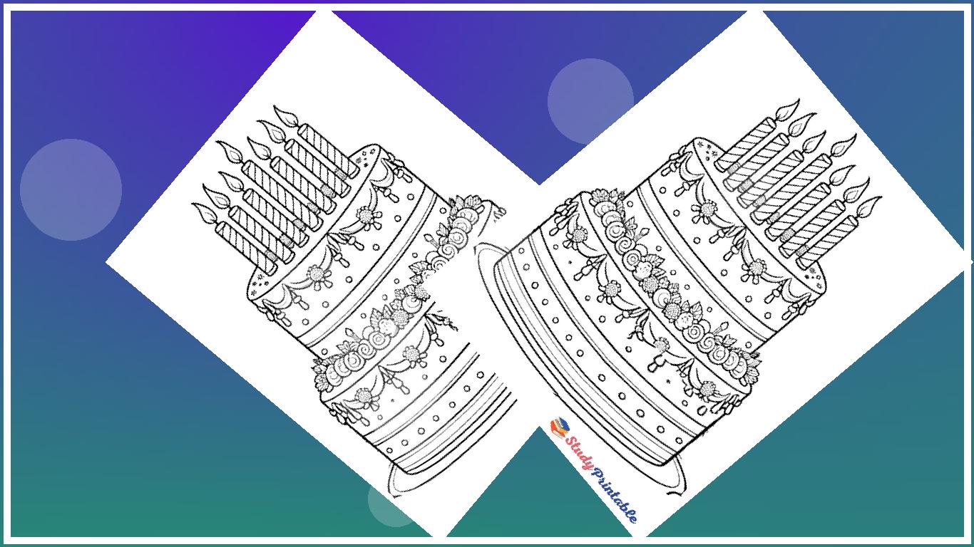 Vibrant Birthday Cake Free Printable Coloring Page » StudyPrintable